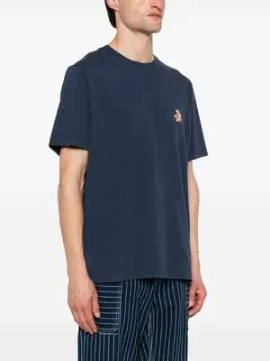 Maison Kitsuné Fox-motif Cotton T-shirt - Blue