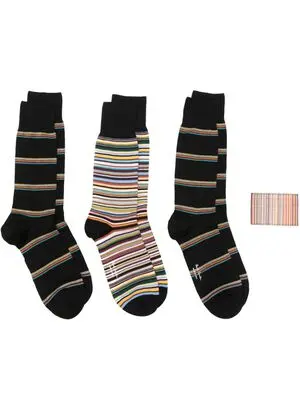 Paul Smith Paul Smith Artist Stripe Socks And Cardholder Set Black