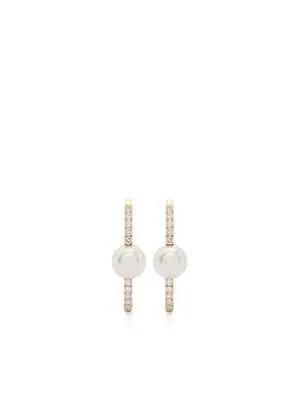 Mizuki 18kt Yellow Akoya Pearl And Diamond Earrings - Gold