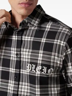Philipp Plein Flame-print Plaid Cotton Shirt
