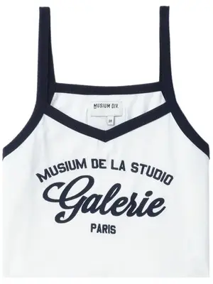 MUSIUM DIV. Logo-embroidered Cropped Tank Top - White