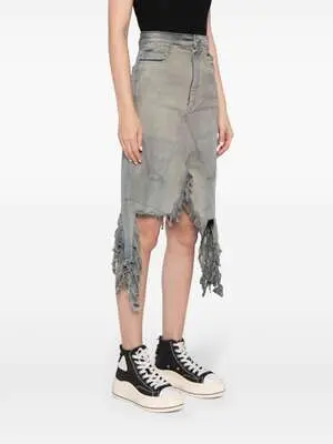Rick Owens Distressed Denim Skirt - Blue