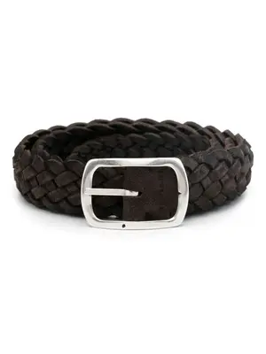 ORTIGNI Braided Leather Belt - Brown