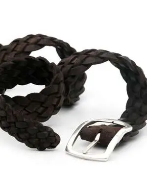 ORTIGNI Braided Leather Belt - Brown