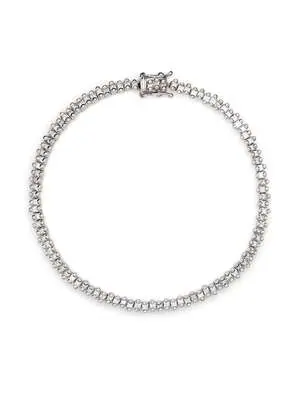SUZANNE KALAN Suzanne Kalan 18kt White Gold Mini Princess-Cut Diamond Tennis Bracelet