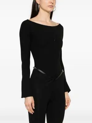 COURREGES Zip-detail Jersey Bodysuit - Black