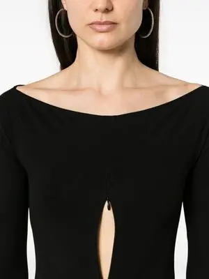 COURREGES Zip-detail Jersey Bodysuit - Black