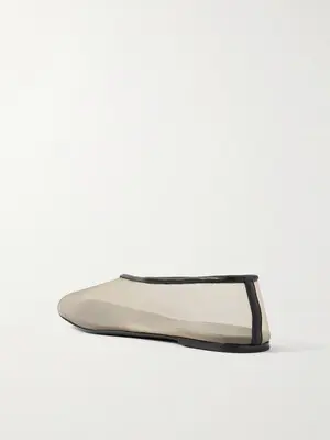 Khaite Marcy Leather-trimmed Mesh Ballet Flats - Neutrals