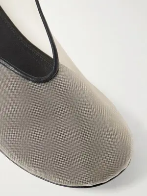 Khaite Marcy Leather-trimmed Mesh Ballet Flats - Neutrals