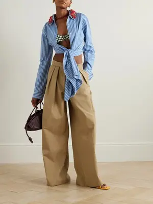 Dries Van Noten Knotted Embellished Striped Shirt