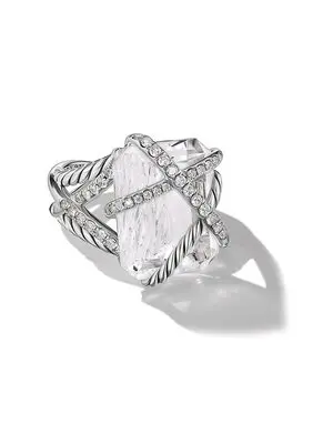 David Yurman Crystal Cable Wrap Ring In Sterling Silver Crystal