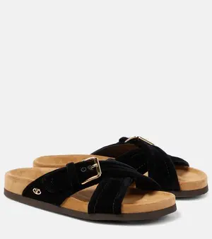 Valentino Garavani Valentino Garavani Fussfriend Velvet Sandals Black