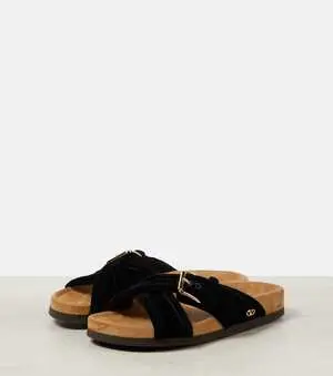 Valentino Garavani Fussfriend Velvet Sandals - Black