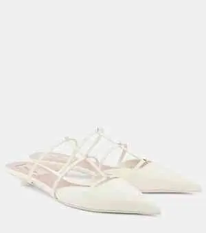 Valentino Garavani Rockstud Wispy 20 Leather Mules - White