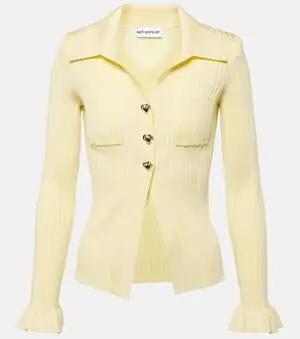 SELF-PORTRAIT Self-Portrait Ribbed-knit Top Yellow