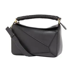 Loewe Loewe Puzzle Small Bag With Woven Handle - Black