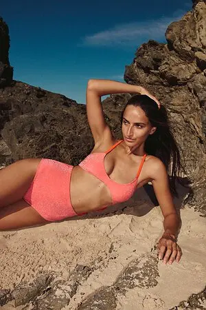 Free People Free-est Misty Lurex Crop Bikini Top Orange