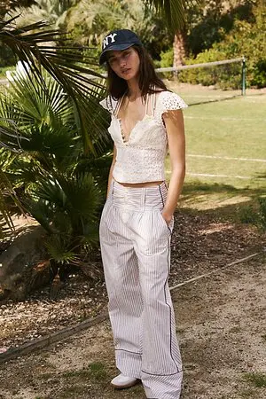 Free People Good Call Striped Pull-on Pants