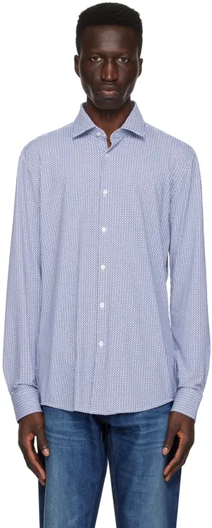 HUGO BOSS Hugo Blue & White Print Shirt