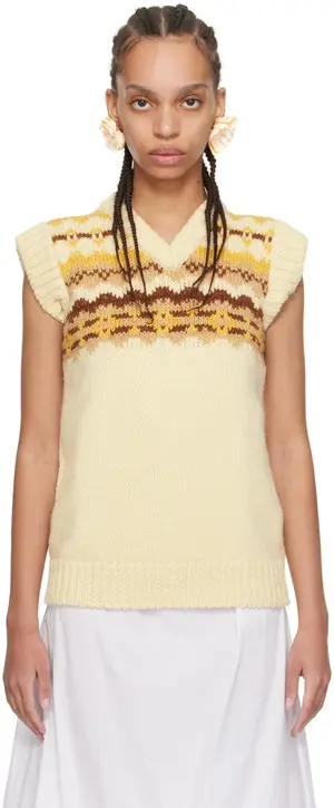 MOLLY GODDARD Molly Goddard Off-White Gabi Vest - Cream