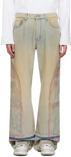 WHO DECIDES WAR Who Decides War Blue Embroidered Jeans - Denim