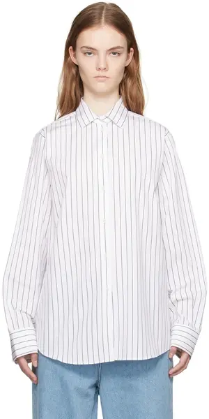 RÓHE Róhe Striped Cotton Poplin Shirt - 564 White Black