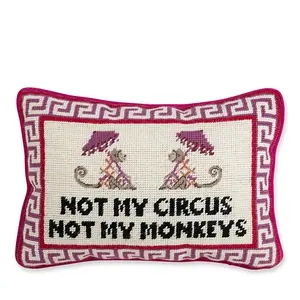 FURBISH Not My Circus Needlepoint Decorative Throw Pillow - Pink