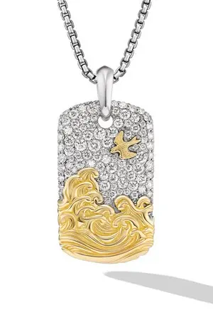 David Yurman Waves Tag Diamond Pendant