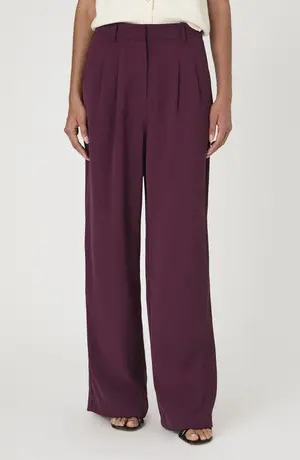 French Connection Harrie Wide Leg Suiting Pants - Burgundy Red