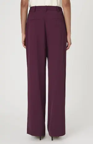 French Connection Harrie Wide Leg Suiting Pants - Burgundy Red