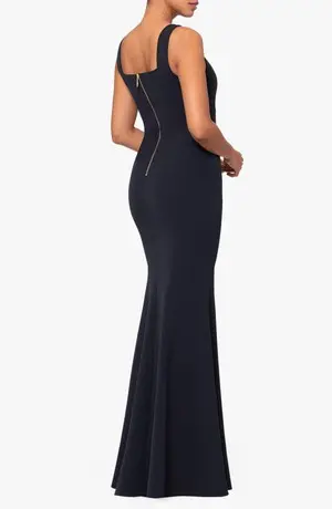 Betsy & Adam Square Neck Mermaid Gown