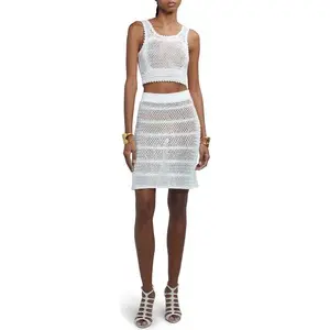 TOM FORD Semisheer Open Stitch Crochet Crop Tank