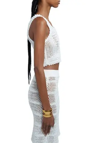 TOM FORD Semisheer Open Stitch Crochet Crop Tank