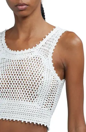 TOM FORD Semisheer Open Stitch Crochet Crop Tank
