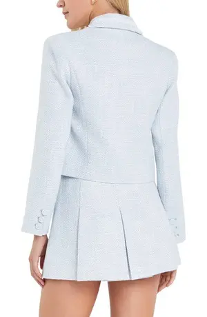 English Factory Double Breasted Tweed Blazer - Blue