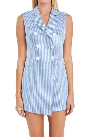 English Factory Gingham Skort Romper