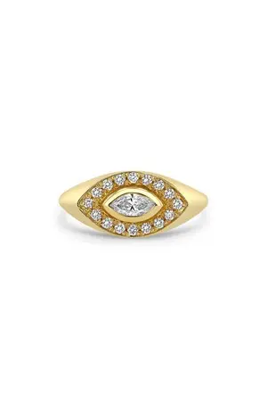 Zoe Chicco Diamond Signet Ring - Gold/diamond