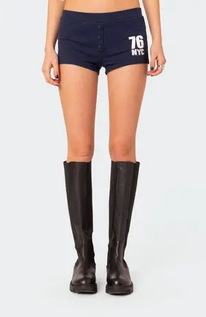 EDIKTED Jordan Stretch Cotton Micro Shorts - Navy