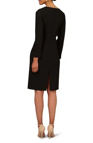 aidan mattox long sleeve dress Aidan Mattox Sequined V-Neck Long Sleeve Slit Front Zipper Back Mesh Gown