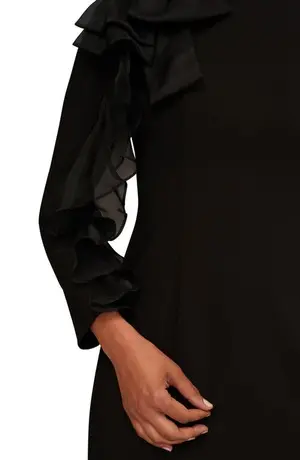 knee length dresses for ladies Navy Blue Women's V-Neck Sequin A-Line Evening Dress EE01999, 4 main image 0