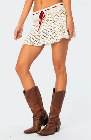 EDIKTED Jaslene Crochet Cover-up Miniskirt