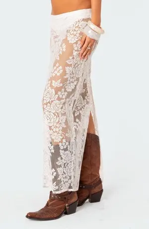 EDIKTED Bess Sheer Lace Cover-up Maxi Skirt