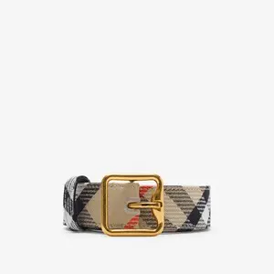 Burberry Check B Buckle Belt - Sand