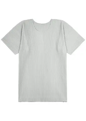 Issey Miyake Pleated Jersey T-Shirt Light Grey