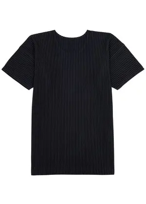 Issey Miyake Pleated Jersey T-shirt - Navy