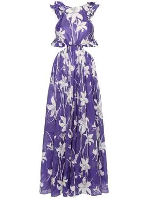 Zimmermann Acadian Ruffle Maxi Dress - Purple