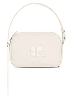 COURREGES Logo-embroidered Leather Camera Bag - Neutrals