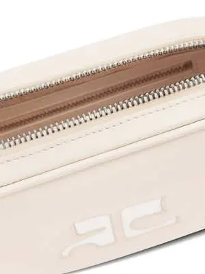 COURREGES Logo-embroidered Leather Camera Bag - Neutrals