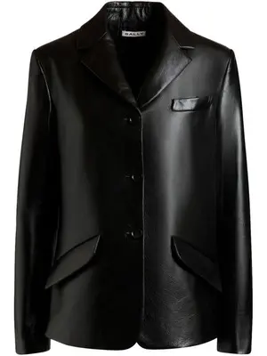 Bally Leather Blazer Notched Lapels