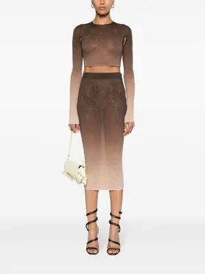 ANDREĀDAMO Rhinestone-embellished Ombré Crop Top